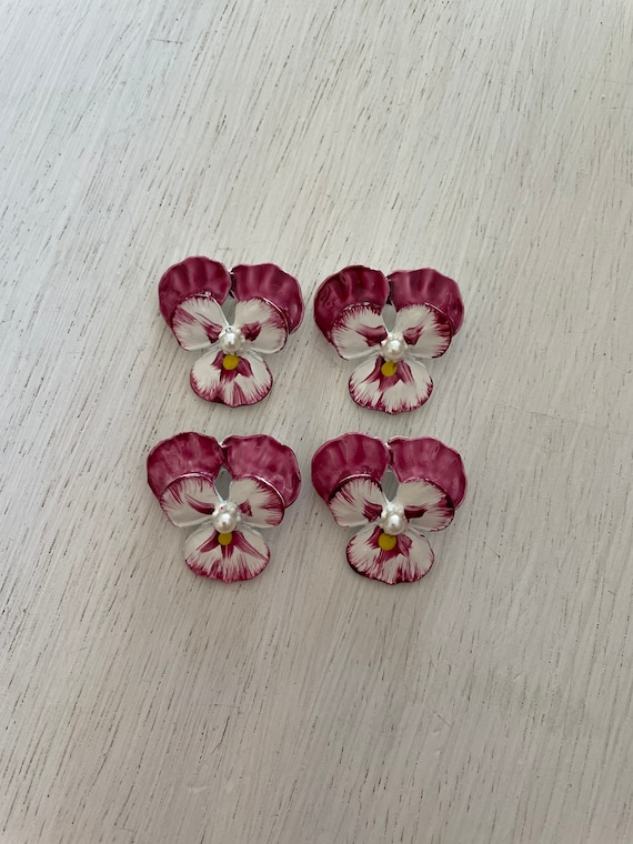 Vintage Pansy brooch pin,Mid Century pansy flower pin… - Gem