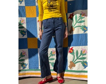 70s Patchwork Window Pane Hip Hugger Vintage Denim Bell Bottom Flare ...