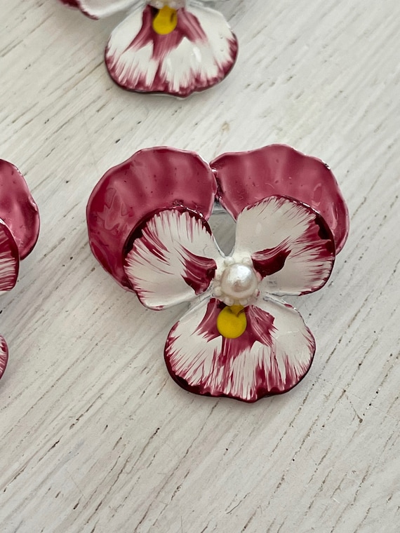 Vintage Pansy brooch pin,Mid Century pansy flower pin… - Gem