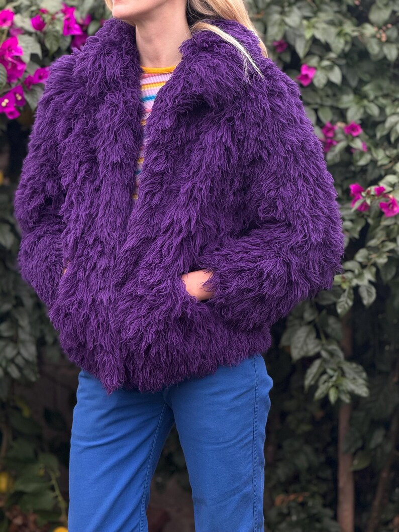 Vintage Arissa Shag Coat: 70s Purple Jacket, Made in France - Etsy