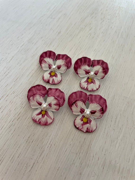 Vintage Pansy brooch pin,Mid Century pansy flower pin… - Gem
