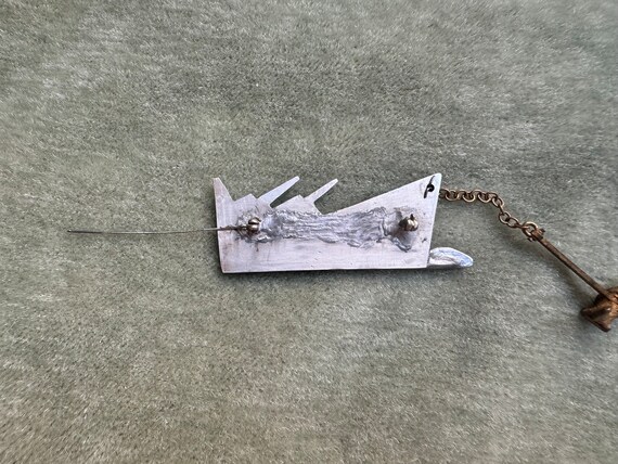 Vintage WWII Era Battleship Bar pin with anchor, batt… - Gem