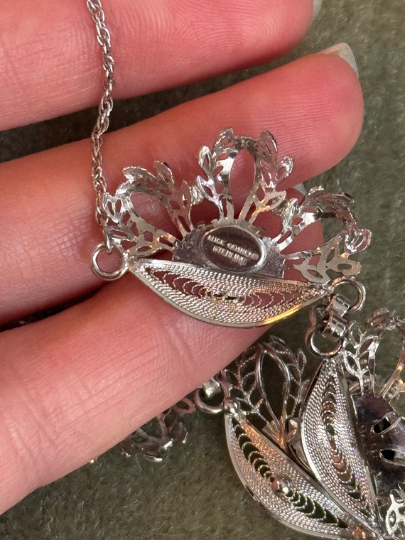 Vintage 1960s Alice Caviness Sterling Silver Filagre Gem