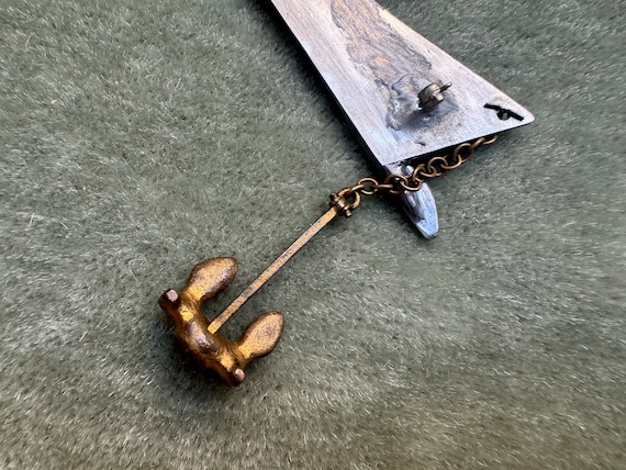 Vintage WWII Era Battleship Bar pin with anchor, batt… - Gem