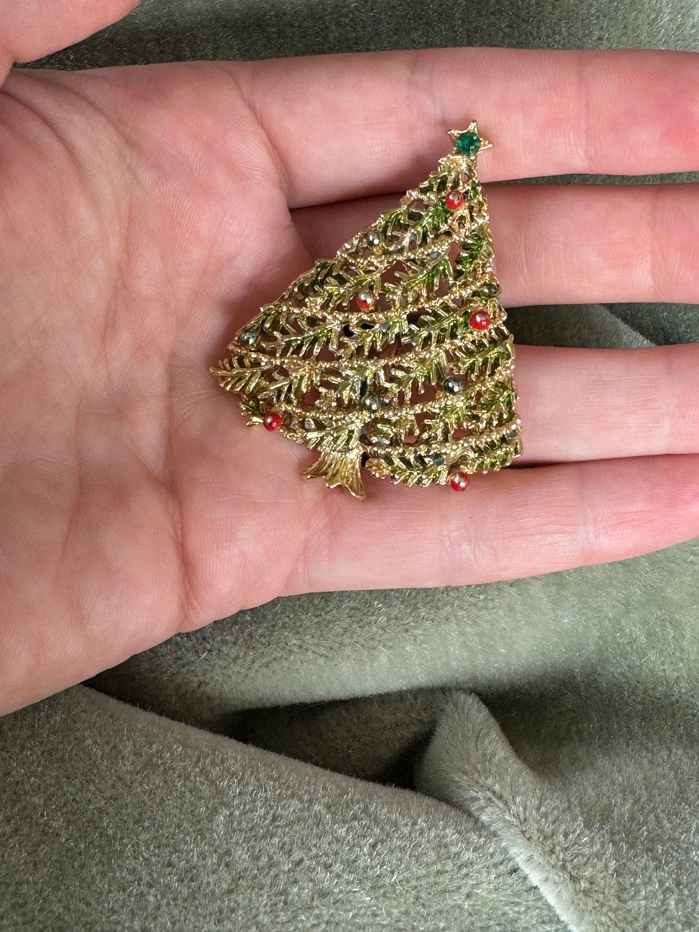 Vintage Gerry's Christmas Tree Pin: Gold Tone Rhinestone Brooch - Etsy