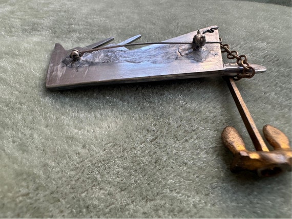 Vintage WWII Era Battleship Bar pin with anchor, batt… - Gem