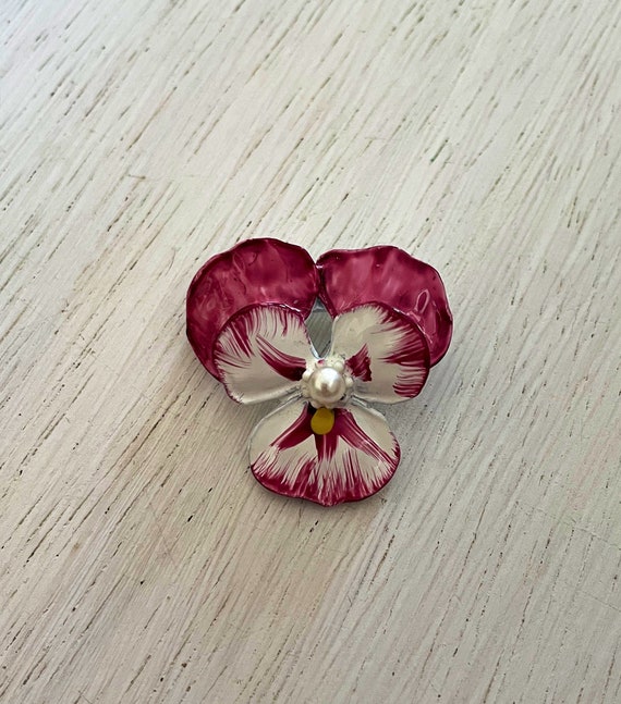Vintage Pansy brooch pin,Mid Century pansy flower pin… - Gem
