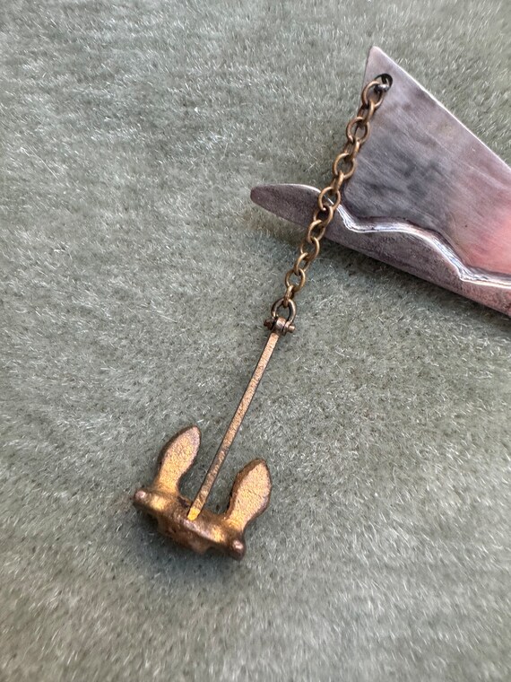 Vintage WWII Era Battleship Bar pin with anchor, batt… - Gem