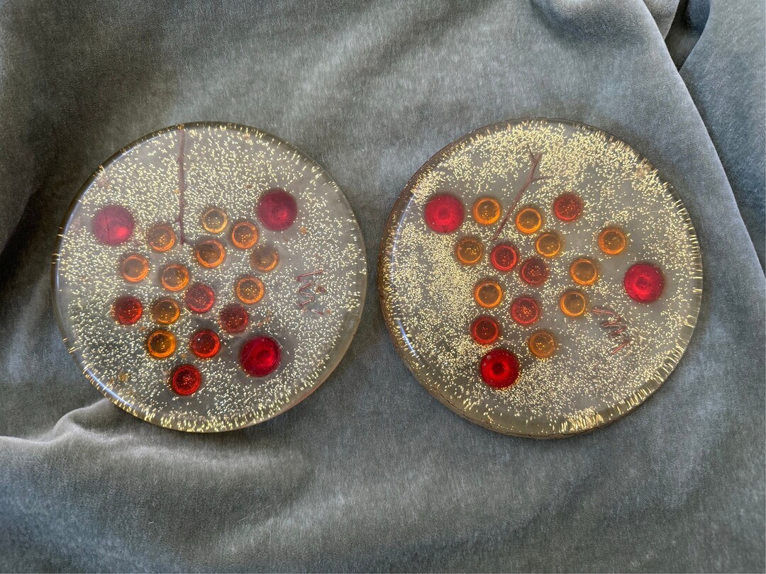 Vintage Lucite Orange Grape Trivets, Sparkle Orange Grape Trivets 60s ...