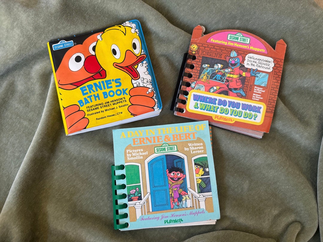 Vintage Sesame Street Book Lot, Ernie's Bath Book, Where Do You Work ...