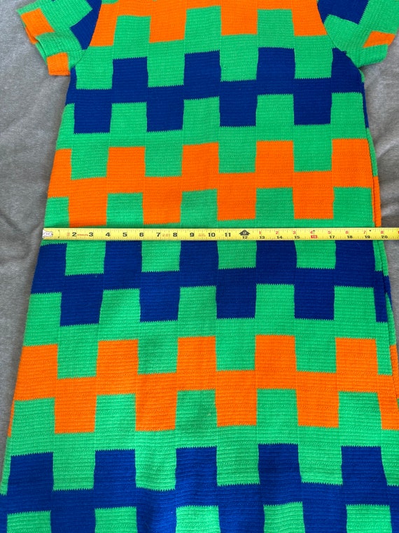 Vintage psychedelic op art square rectangle mini dres… - Gem