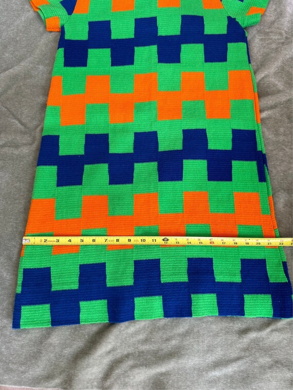 Vintage psychedelic op art square rectangle mini dres… - Gem
