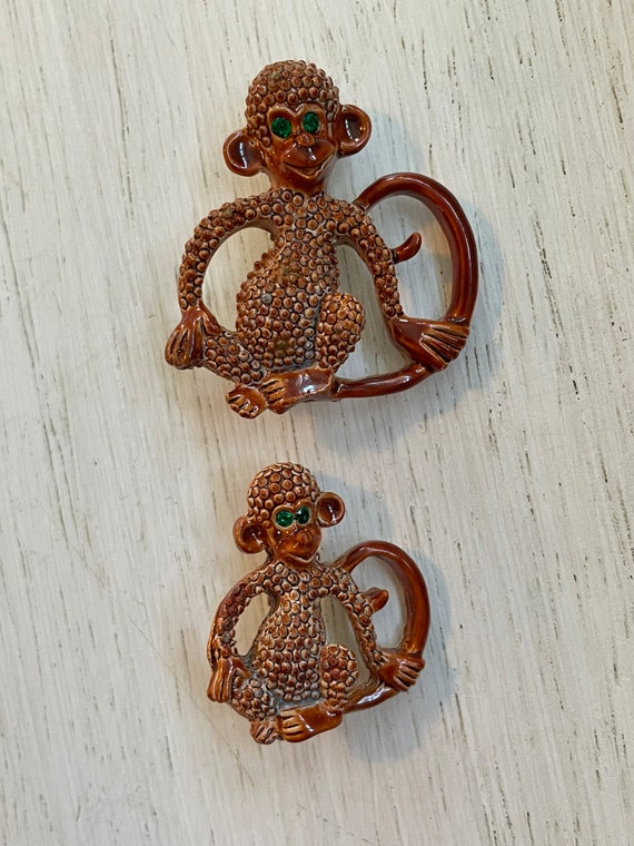 Vintage Gerry's Monkey Pin Set: Enamel Scatter Brooch… - Gem