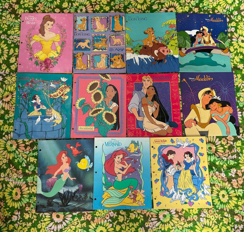 Vintage 90s Disney Folders, 90s Binder Trapper Keeper Folders Lot of 11 ...