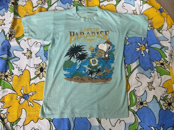Vintage Snoopy Peanuts Lost in Paradise t shirt, Snoo… - Gem