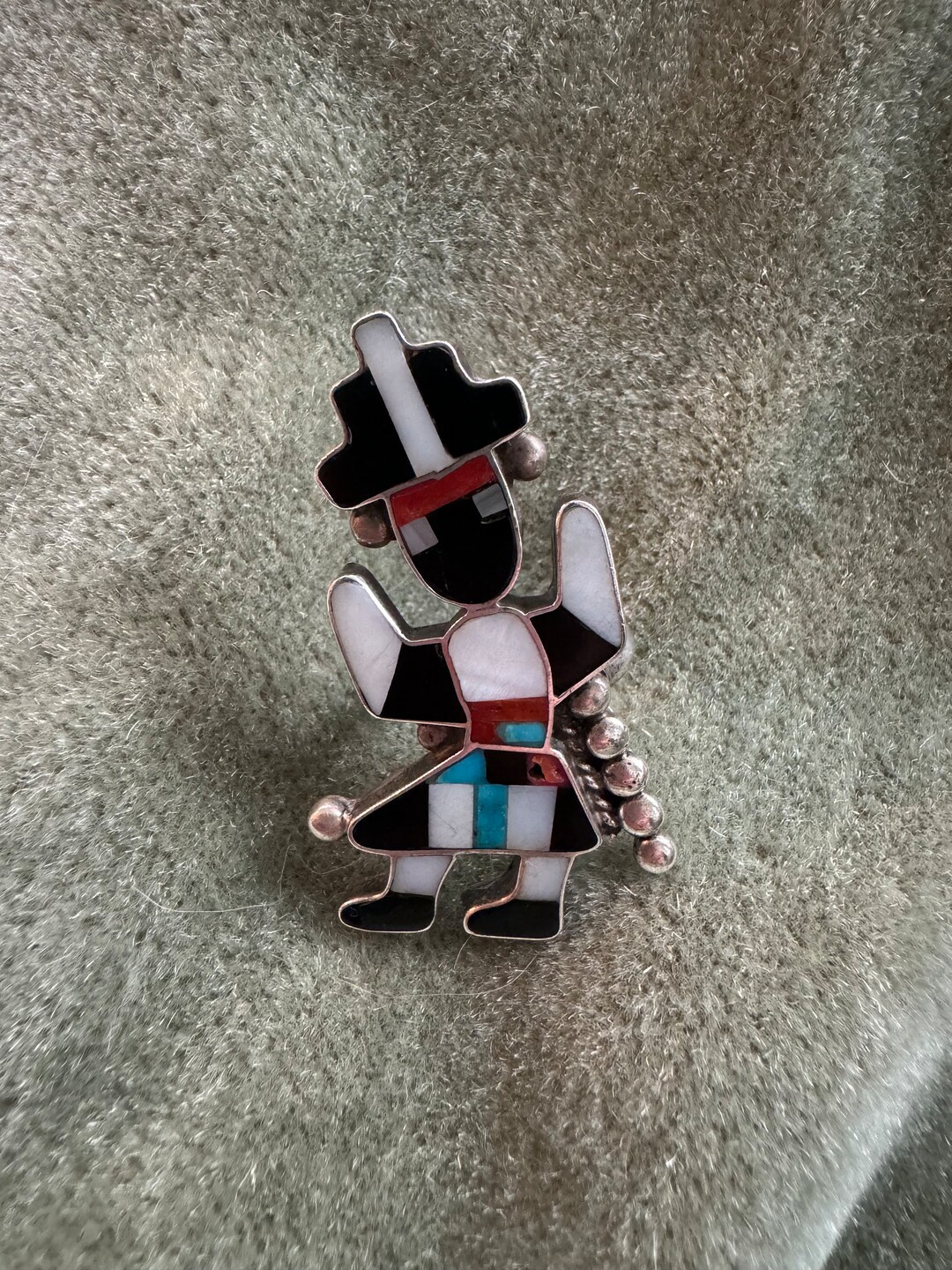 Vintage 70s or Earlier Old Zuni Native American Rainbow Man Inlay ...