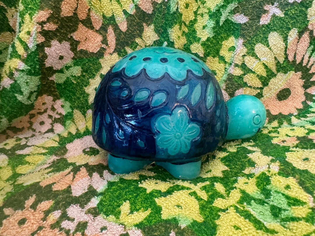 Vintage Flower Power 60s 70s Turtle Candle, Hallmark Turtle Candle With ...
