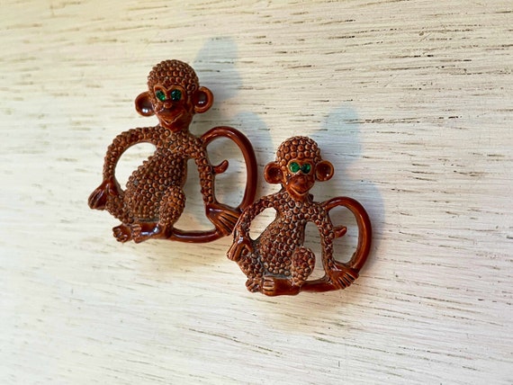 Vintage Gerry's Monkey Pin Set: Enamel Scatter Brooch… - Gem