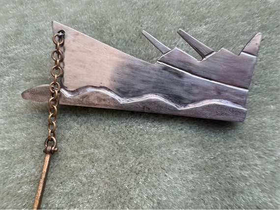 Vintage WWII Era Battleship Bar pin with anchor, batt… - Gem