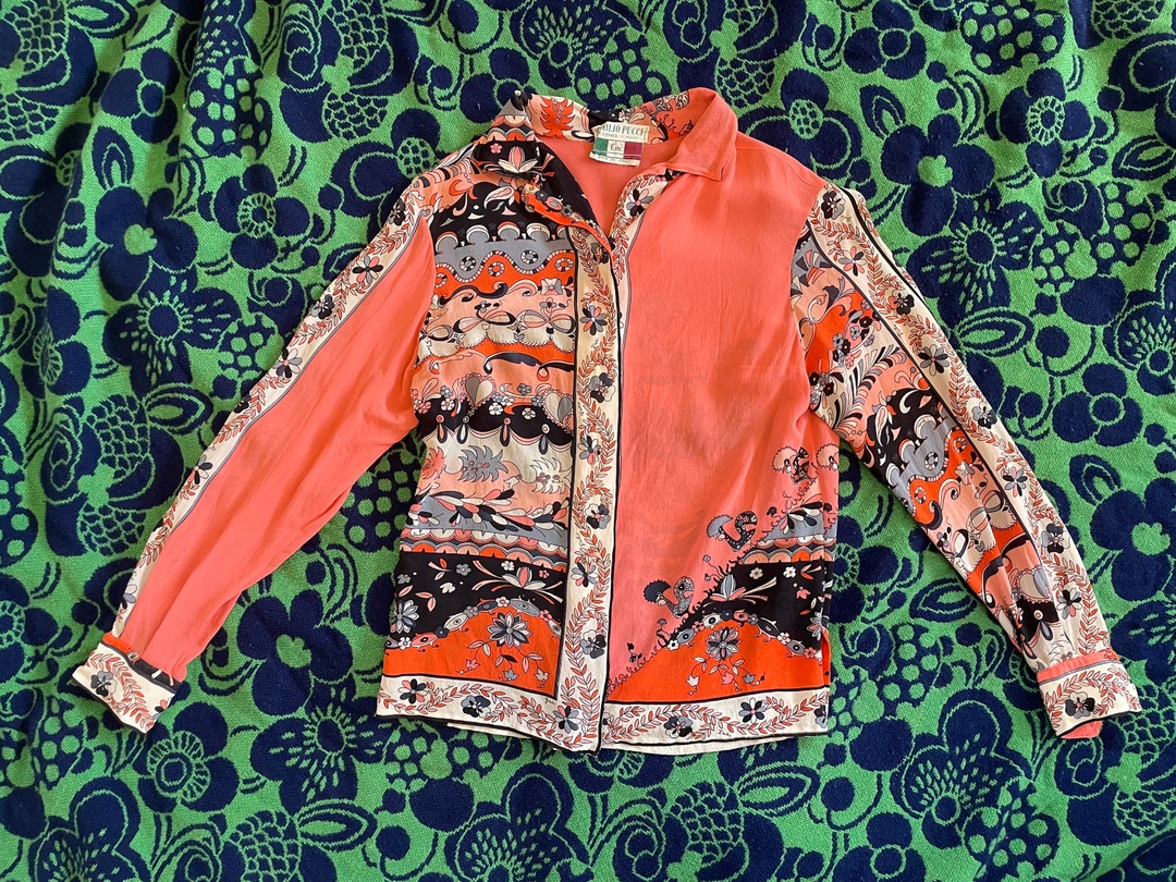 Vintage 1960s Pucci Sheer Top, Pucci Green Label Novelty Print Rooster ...