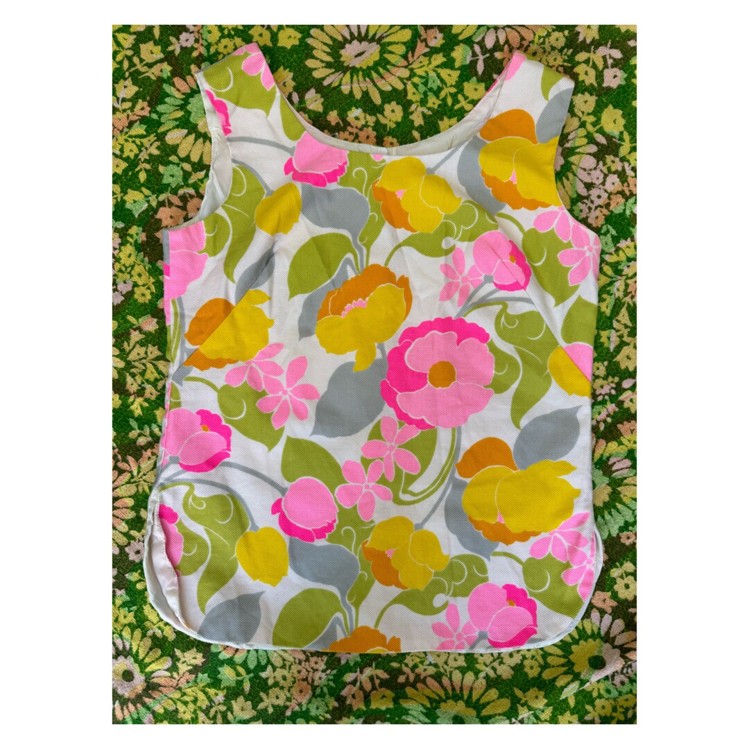 Vintage 60s Alex Coleman Tank Top: Mod Flower Power Sleeveless Top - Etsy