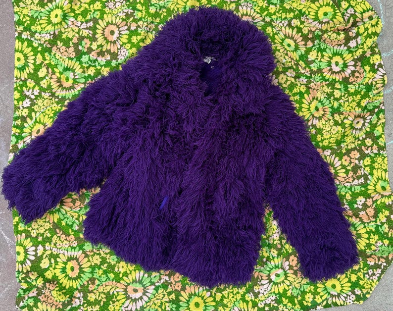 Vintage Arissa Shag Coat: 70s Purple Jacket, Made in France - Etsy