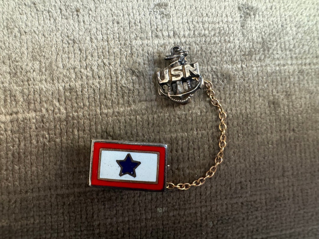 Vintage WWII Gold on Silver USN Chained Pins Blue Star Son in Service ...