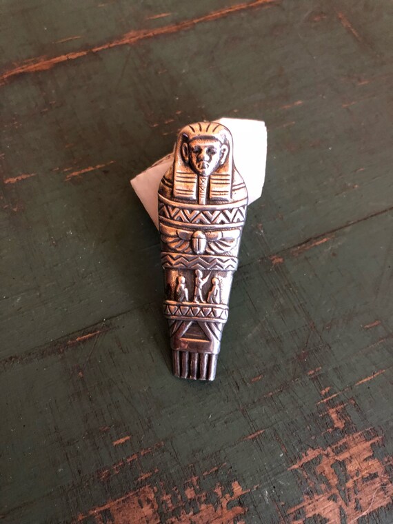 Vintage Sterling Silver Mummy Sarcophagus Pin Brooch,… - Gem