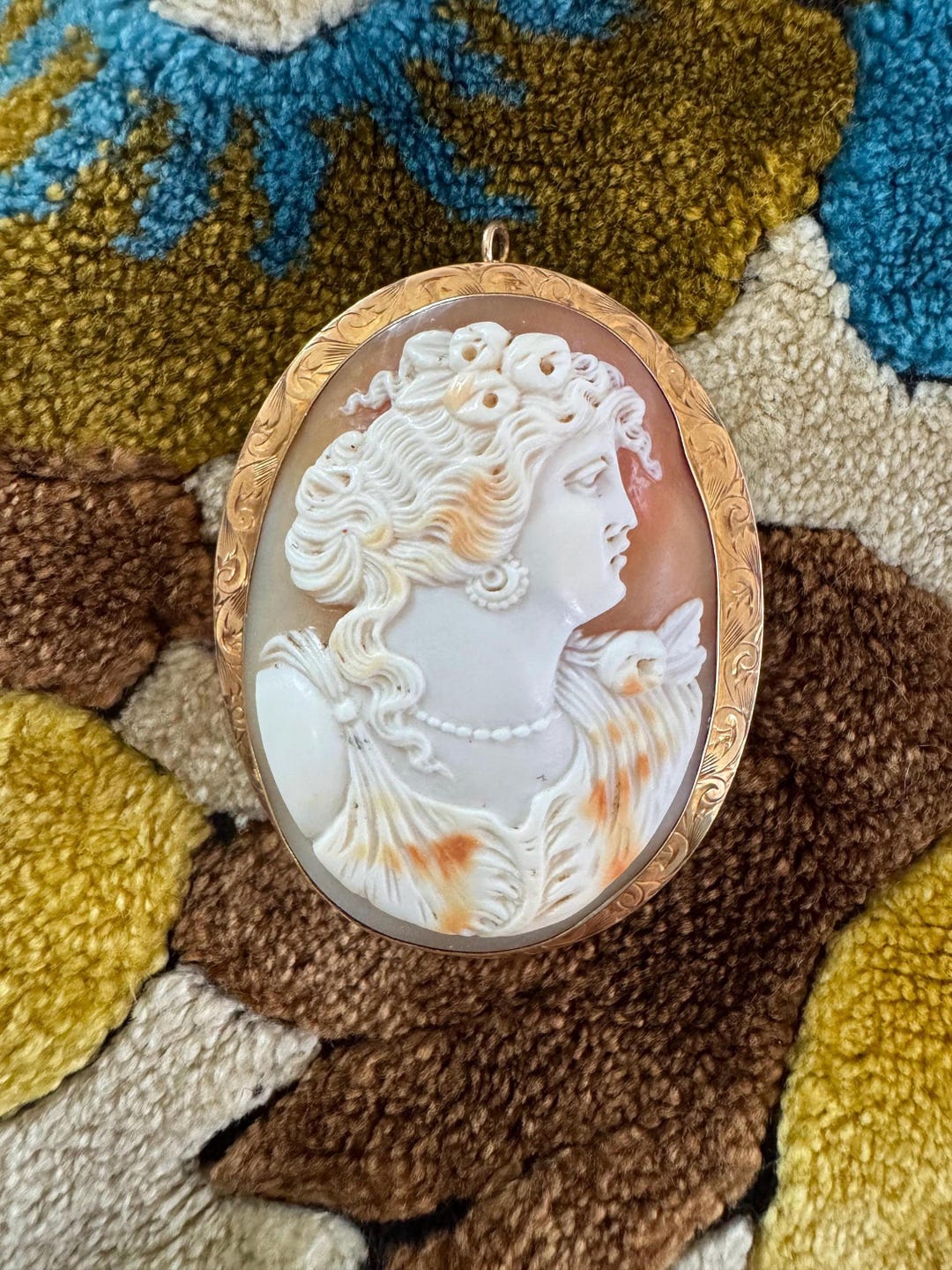 Victorian Shell Cameo Brooch Pendant: Antique 14K Gold Filigree - Etsy