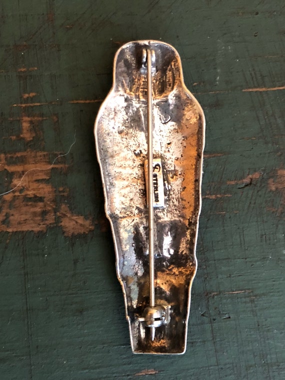 Vintage Sterling Silver Mummy Sarcophagus Pin Brooch,… - Gem