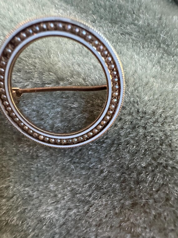 Antique 14K Gold Enamel Circle Pin Carter Gough & Co:… - Gem