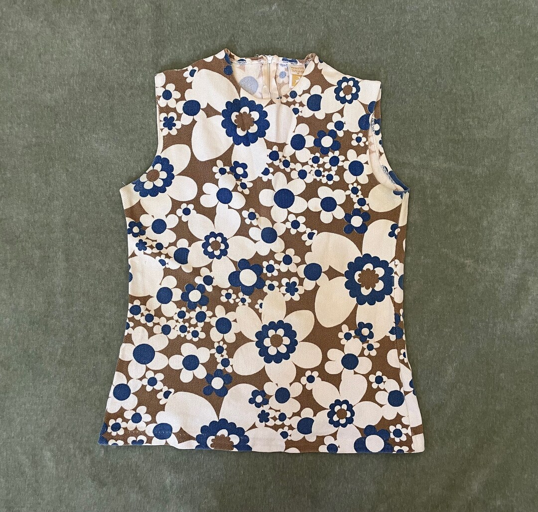 Vintage 60s White Stag Tank Top: Groovy Flower Power Retro Sleeveless ...