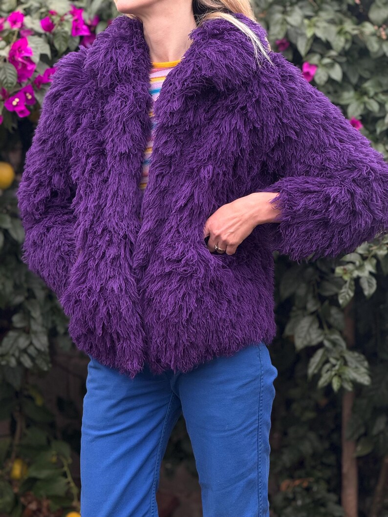 Vintage Arissa Shag Coat: 70s Purple Jacket, Made in France - Etsy