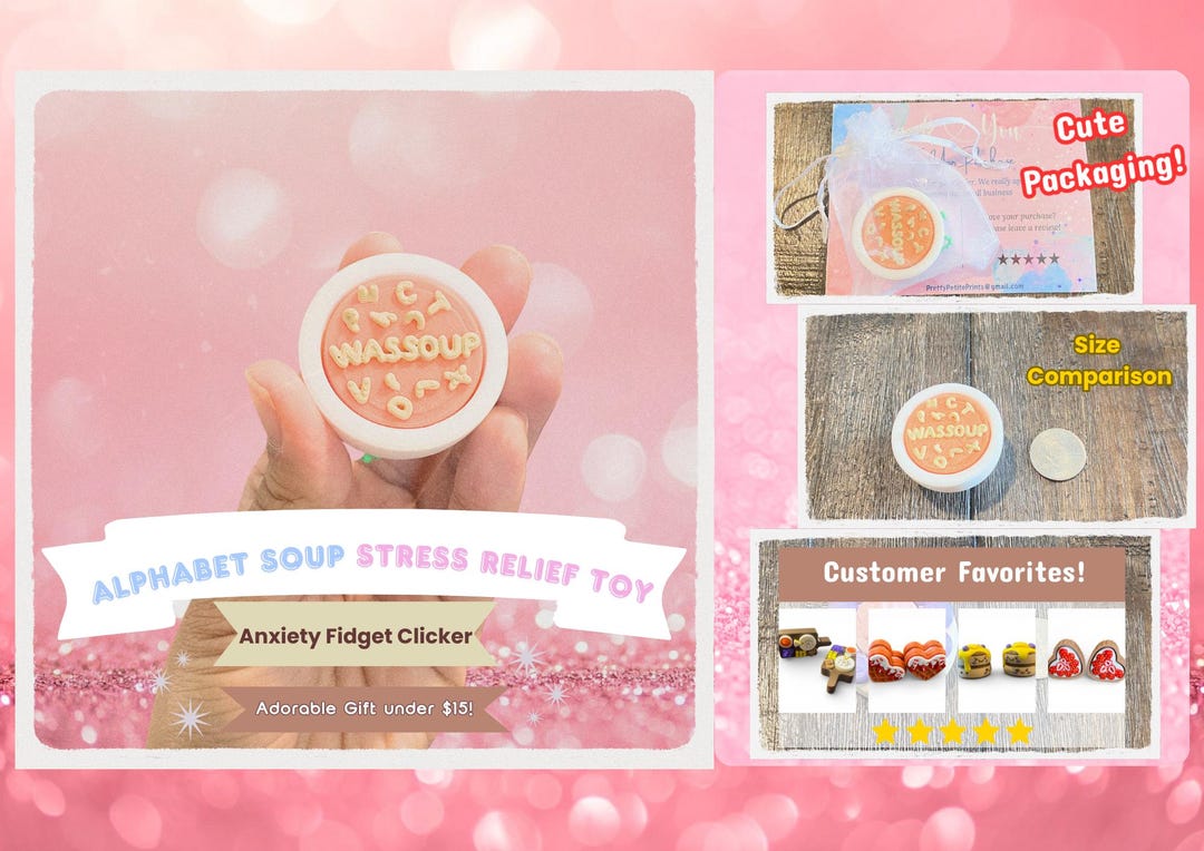 Emotional Support Alphabet Soup Fidget Clicker | 3D Printed Sensory Toy ...