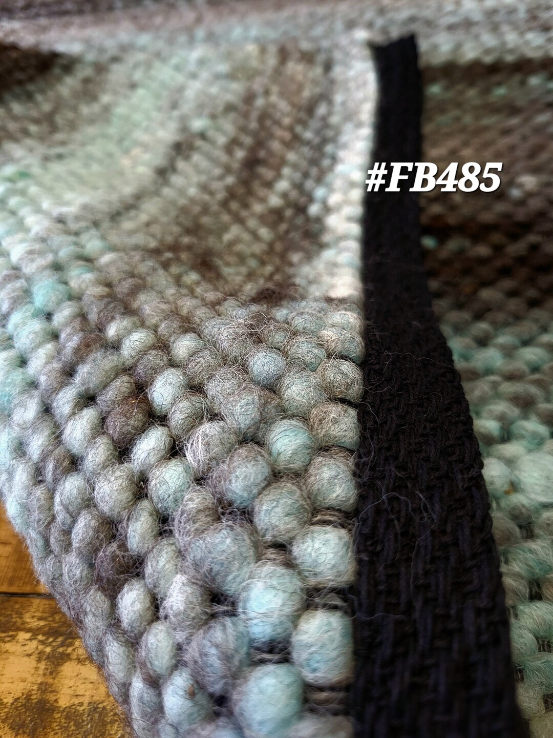 Aqua Marine and Natural Medium to Dark Gray Hand-woven Jacob Sheep Wool ...