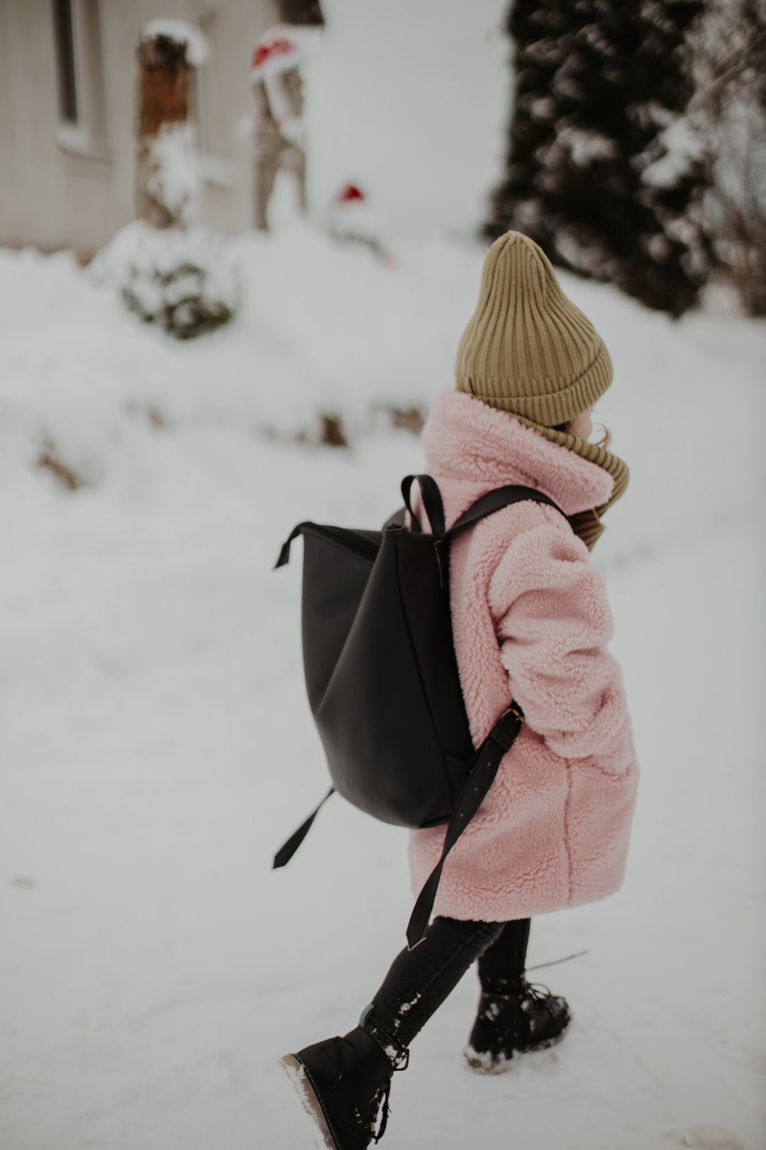 Handmade Vegan Leather Kids Backpack: Black Minimalist Rucksack - Etsy