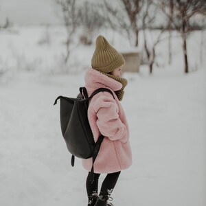 Handmade Vegan Leather Kids Backpack: Black Minimalist Rucksack - Etsy