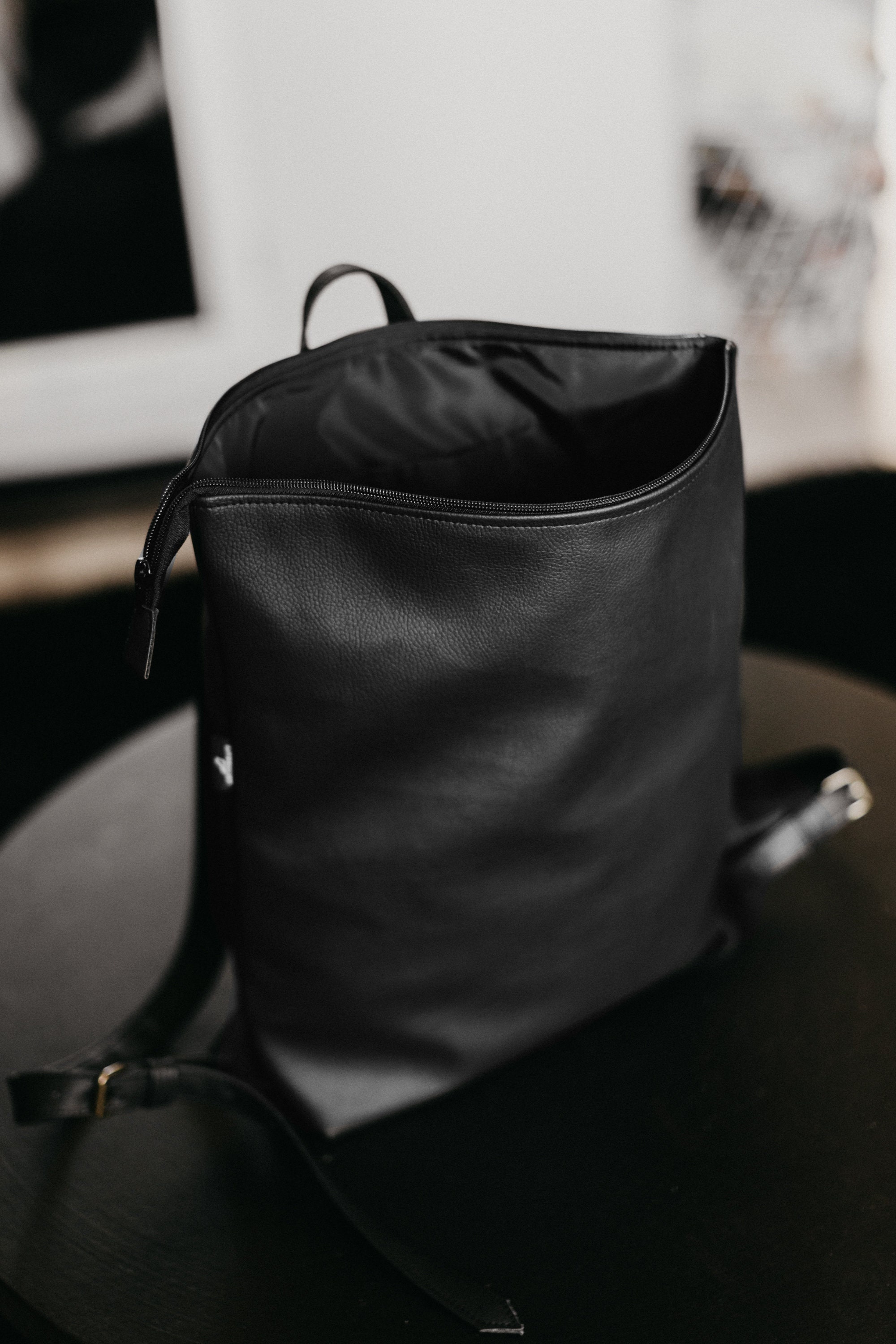 Faux Leather Backpack Vegan Leather Backpack Black Backpack | Etsy