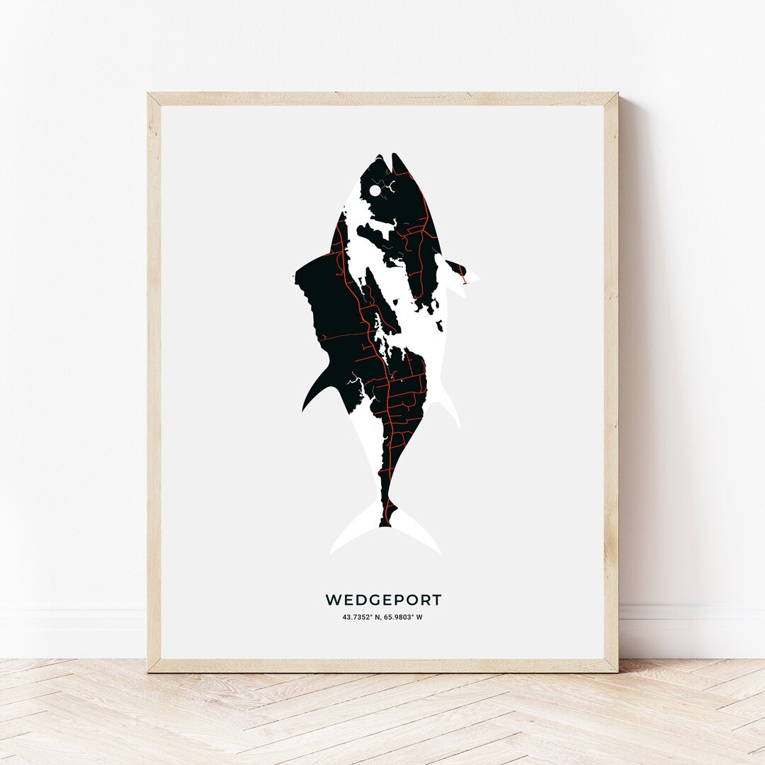 Wedgeport Tuna Print | Map of Wedgeport Nova Scotia | Digital Download ...