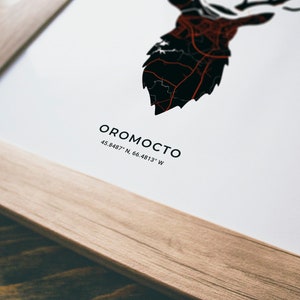 Oromocto Stag Print | Map of Oromocto New Brunswick | Digital Download ...