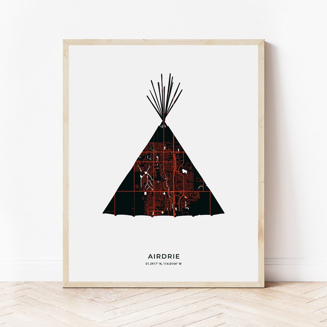 Airdrie Teepee Print | Map of Airdrie Alberta | Digital Download - Etsy