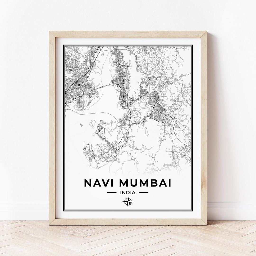 Navi Mumbai Map Print | Map of Navi Mumbai India | Digital Download - Etsy