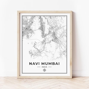 Navi Mumbai Map Print | Map of Navi Mumbai India | Digital Download - Etsy