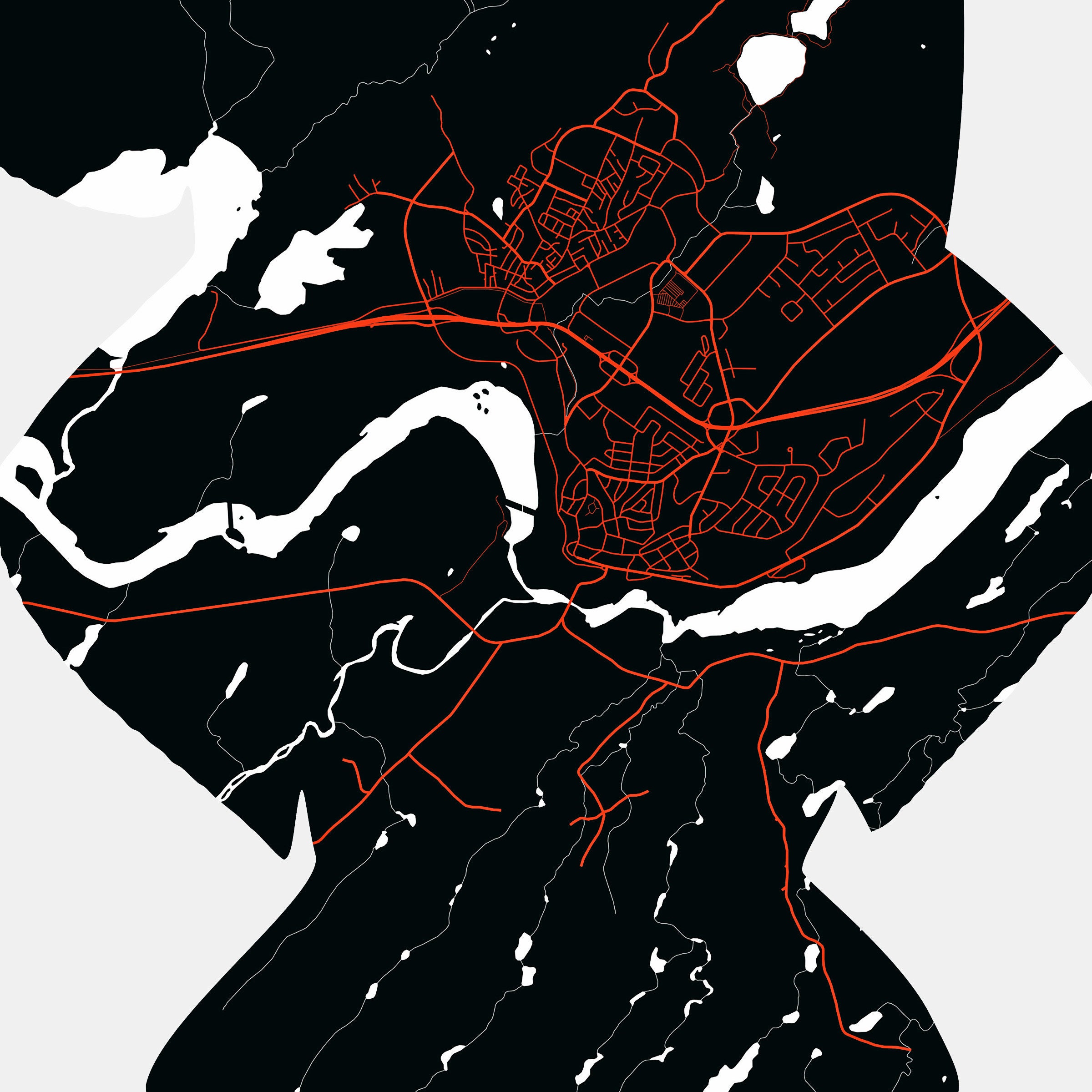 Wall Décor Grand Falls-Windsor Codfish Print Newfoundland Art Map of ...