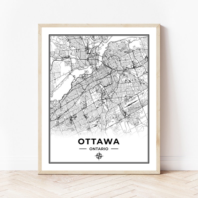 Ottawa Map Print Map of Ottawa Ontario Black & White - Etsy Canada