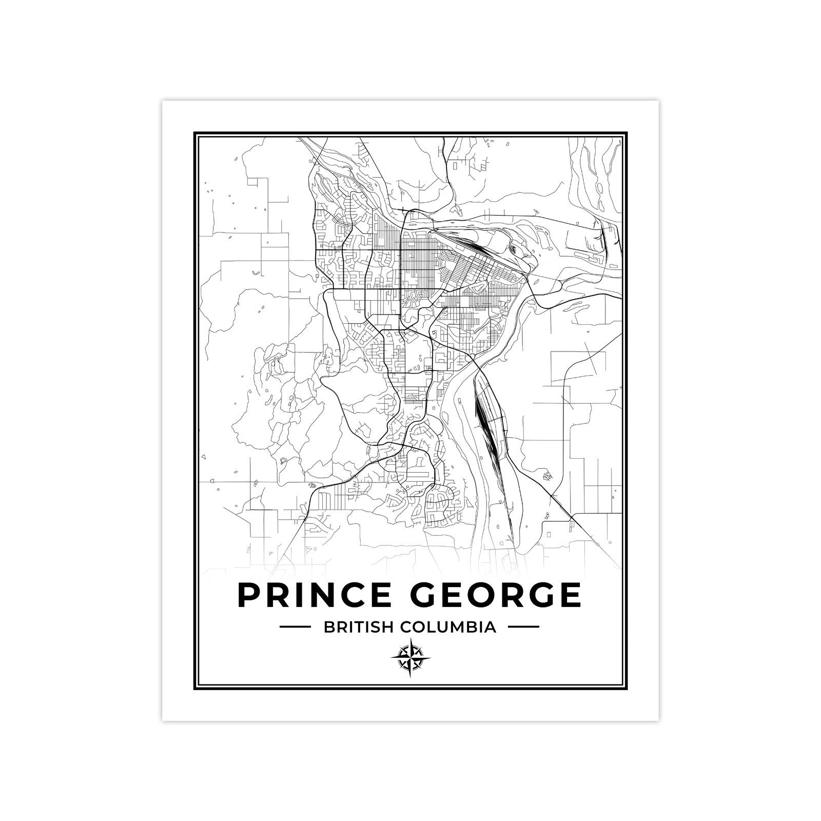 Prince George Map Print Map of Prince George British | Etsy