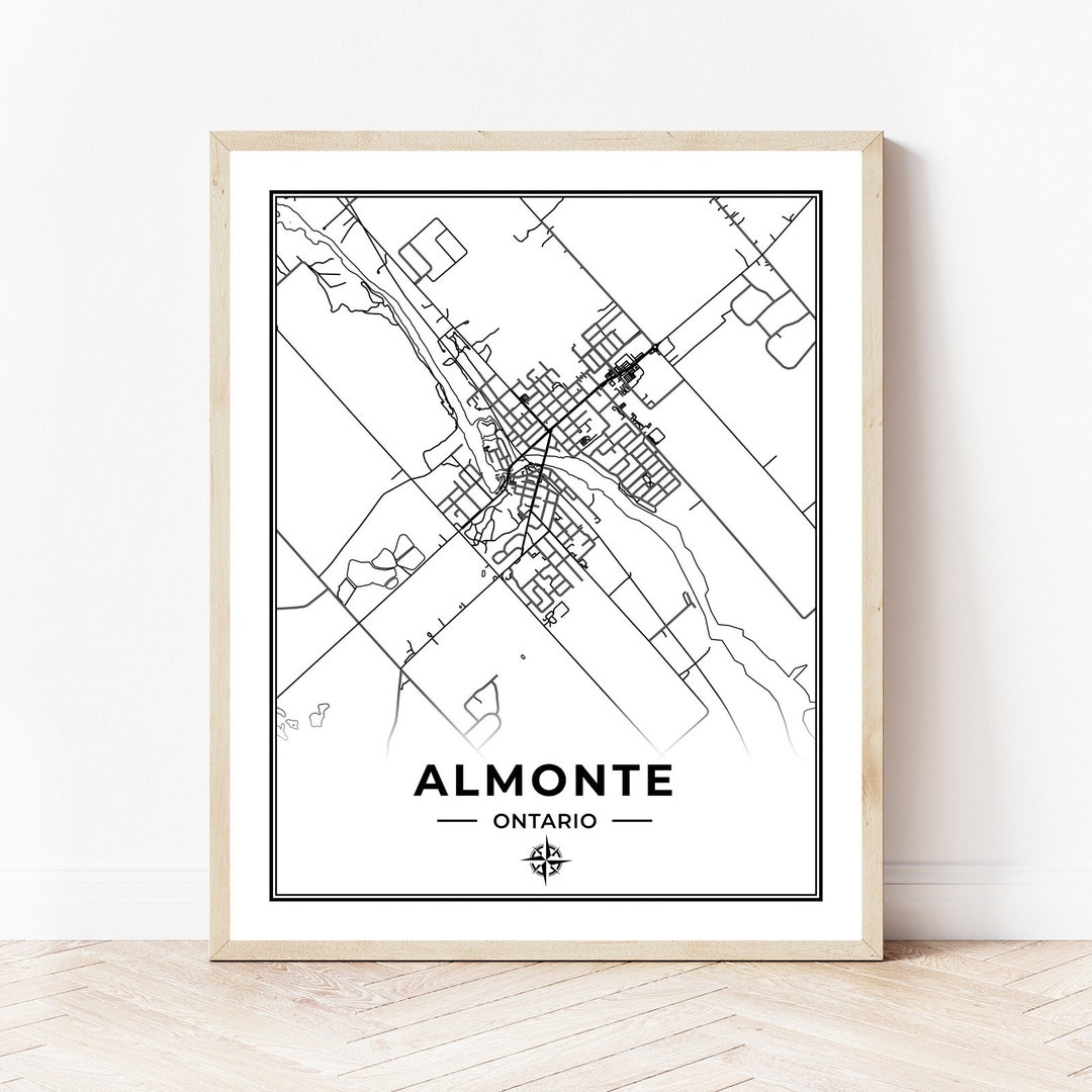 Almonte Map Print | Map of Almonte Ontario | Black & White | Digital ...