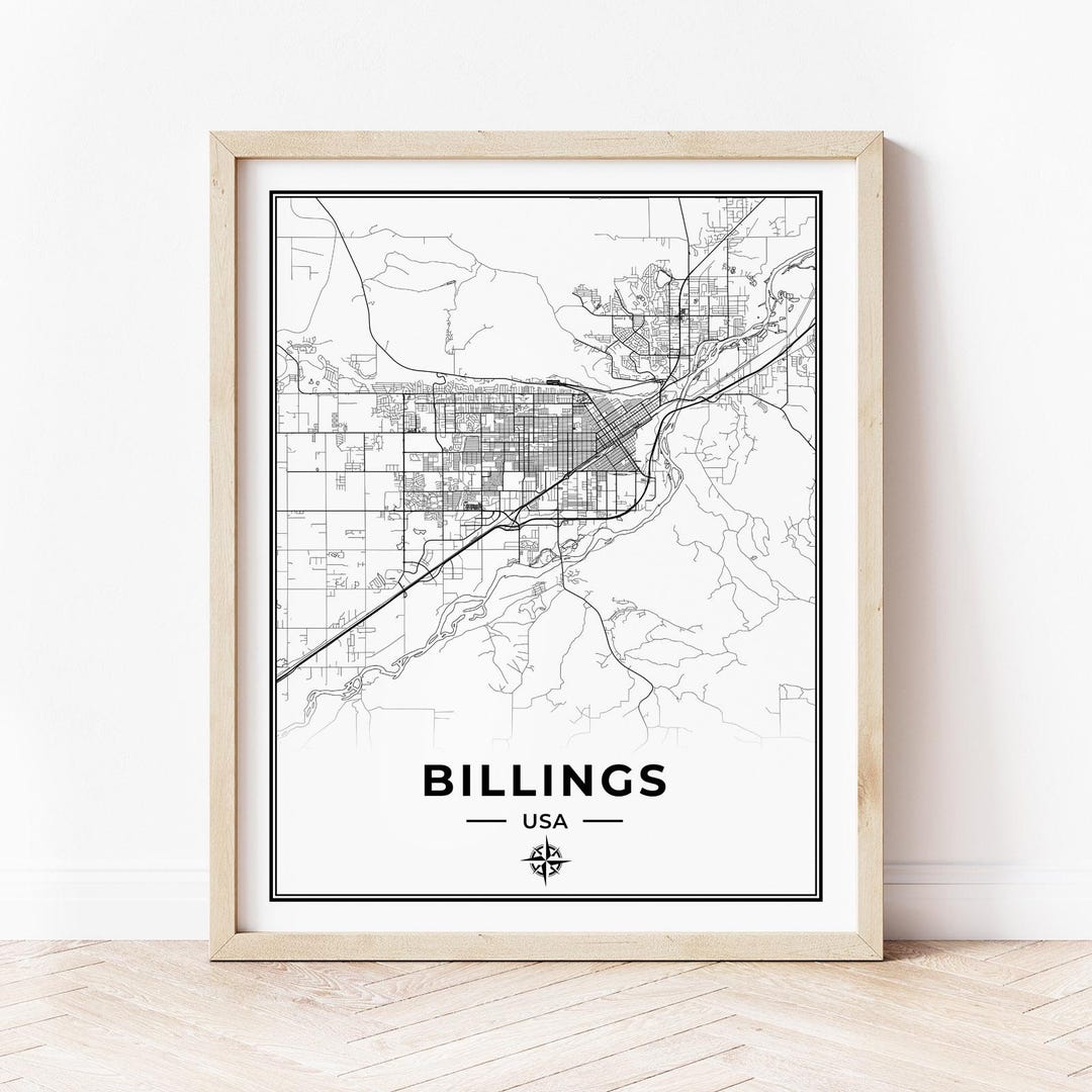 Billings Map Print | Map of Billings Montana | Digital Download - Etsy