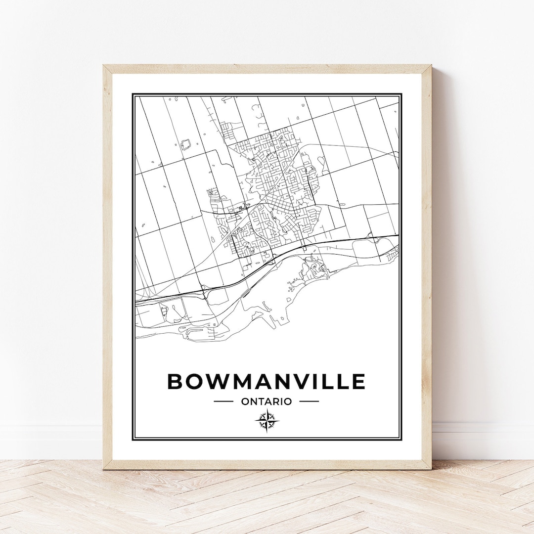 Bowmanville Map Print | Map of Bowmanville Ontario | Black & White ...