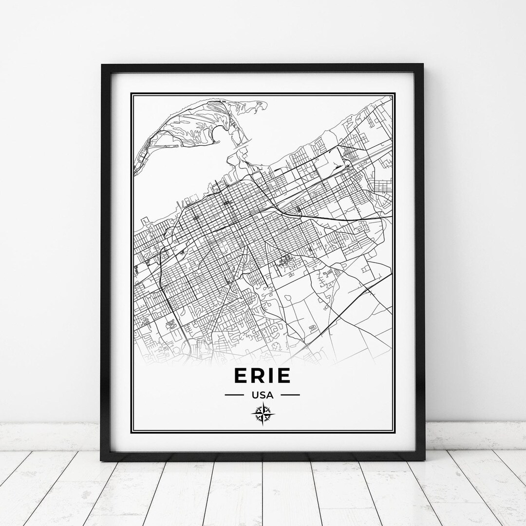 Erie Map Print | Map of Erie Pennsylvania | Digital Download - Etsy